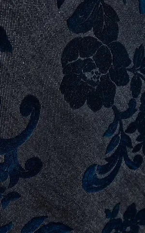 Oscar De La Renta Flocked Floral Denim Mini Skirt