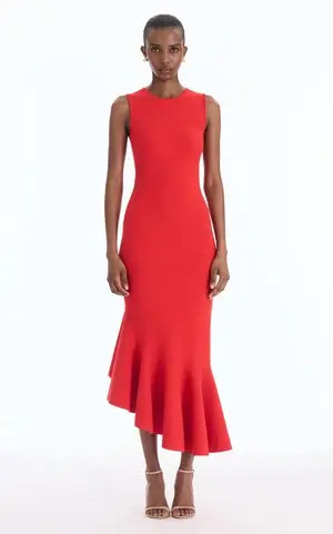 Oscar De La Renta Ruffled Knit Midi Dress