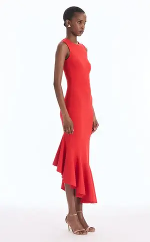Oscar De La Renta Ruffled Knit Midi Dress