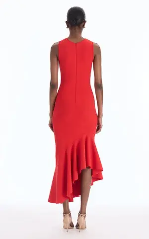 Oscar De La Renta Ruffled Knit Midi Dress