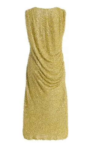 Oscar De La Renta Bead-embroidered Silk Midi Dress