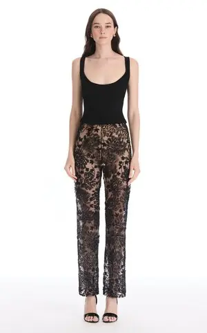 Oscar De La Renta Chrysanthemum Lace Straight-leg Pants