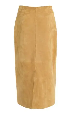 Oscar De La Renta Mid-rise Suede Pencil Skirt