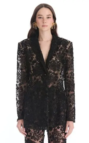 Oscar De La Renta Chrysanthemum Lace Jacket