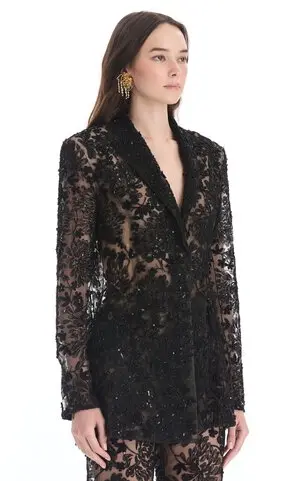 Oscar De La Renta Chrysanthemum Lace Jacket