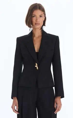 Oscar De La Renta Tailored Wool Jacquard Jacket