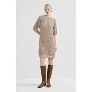 Brunello Cucinelli Dazzling Chiné Net Dress