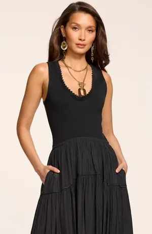 Ramy Brook Hadley Sleeveless Asymmetrical Maxi Dress
