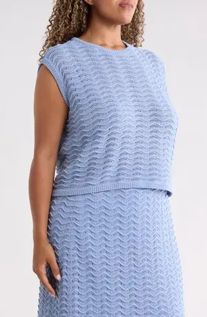 Bernardo Wave Pointelle Knit Sweater
