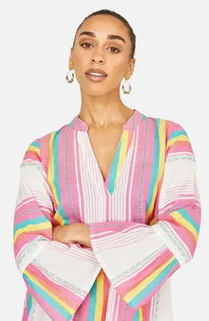 YUMI Printed Cotton Tunic Dress - Multi