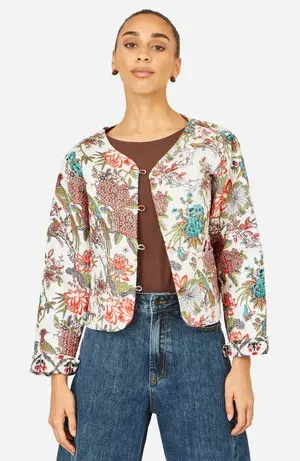 YUMI Reversible Quilted Floral Print Jacket