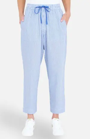 YUMI Cotton Stripe Cropped Trousers