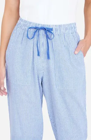 YUMI Cotton Stripe Cropped Trousers