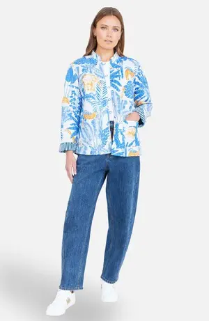 YUMI Jungle Reversible Cotton Quilted Jacket - Blue