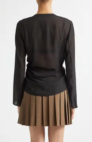 MAISON MARGIELA Gathered Sheer Chiffon Zip Top