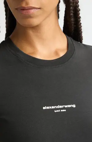 Alexander Wang Fitted Rib Stretch Cotton T-shirt Minidress