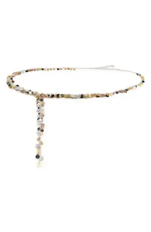 Mango Button Embellished Chain Belt - Silver