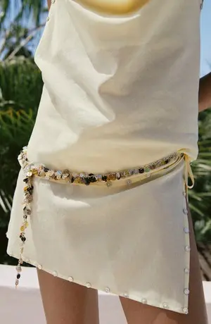 Mango Button Embellished Chain Belt