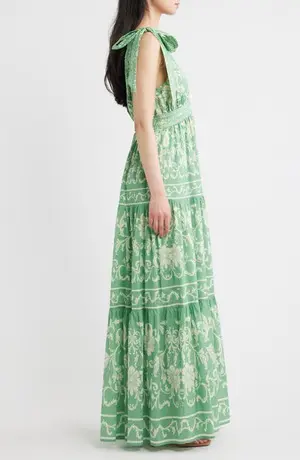 FLYING TOMATO Print Cotton Maxi Dress