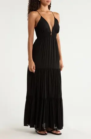 Elan Open Back Maxi Cover-up Dress - Black