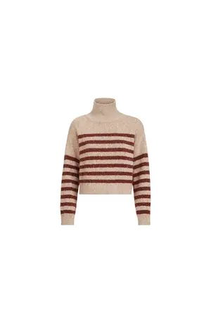 Brunello Cucinelli Soft Virgin Wool And Cashmere Turtleneck Sweater With Dazzling Stripes - Multicoloured