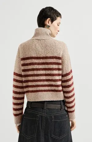 Brunello Cucinelli Striped Virgin Wool And Cashmere Turtleneck Sweater