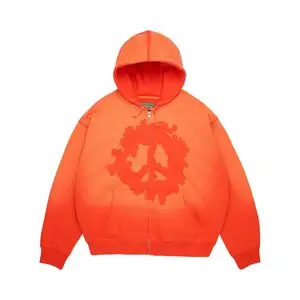 DENIM TEARS Peace Wreath Knockout Zip Hoodie - Orange