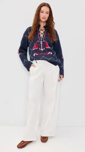 The Great. The Fisherman Lace Up Pullover