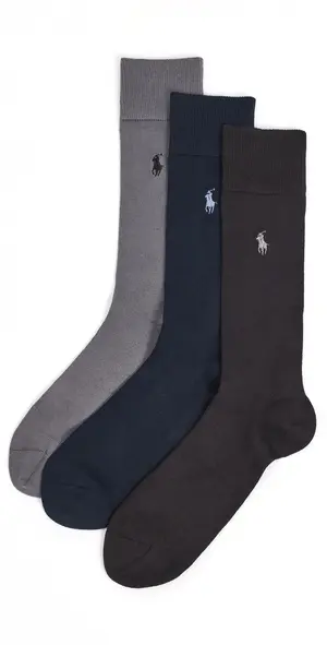 Polo Ralph Lauren Supersoft Flat Knit Slack Socks 3 Pack - Grey/navy/black