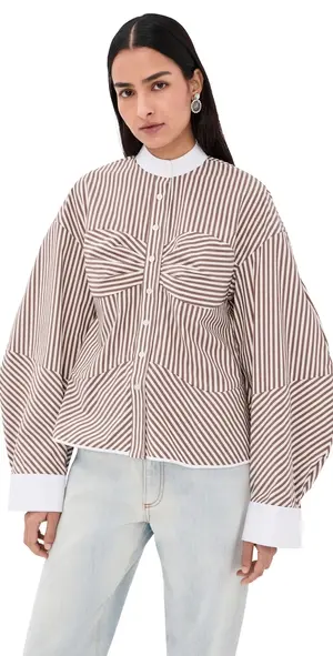 KIKA VARGAS Rigoberta Striped Poplin Shirt