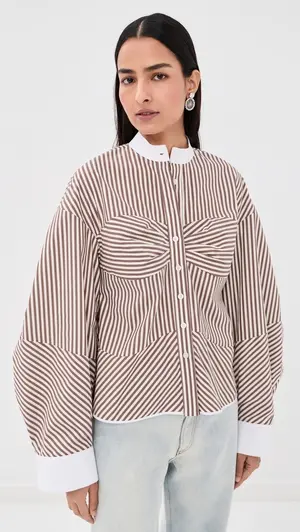 KIKA VARGAS Rigoberta Striped Poplin Shirt