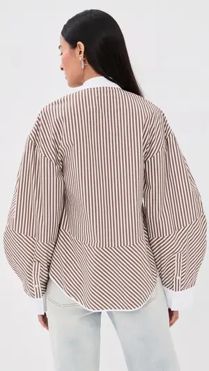 KIKA VARGAS Rigoberta Striped Poplin Shirt