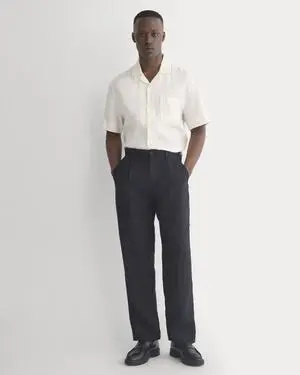 Everlane Soyeux Linen Pleated Trouser - Black