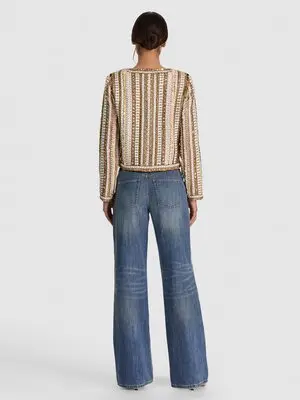 Alice + Olivia Kidman Linen Embellished Jacket