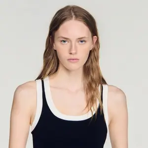 Sandro Two-tone Cropped Knit Top