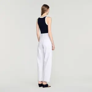 Sandro Two-tone Cropped Knit Top