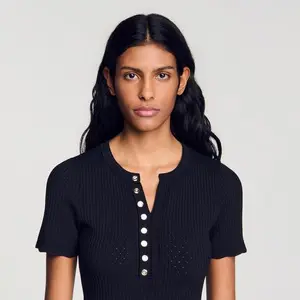 Sandro Ribbed Knit Midi Dress