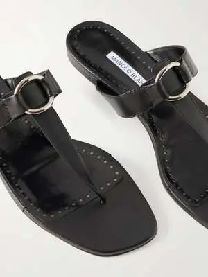 Manolo Blahnik Mionasan Embellished Leather Thong Sandals