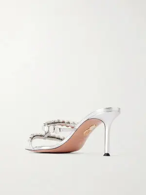 AQUAZZURA Mystic Stone 75 Embellished Mules - Silver