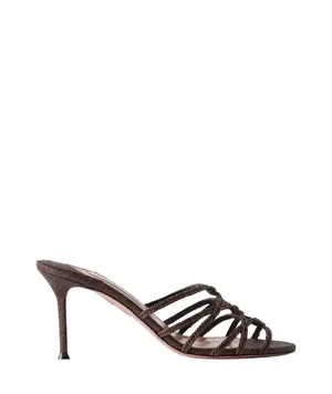 AQUAZZURA Luna Rope 75 Raffia-trimmed Cord Mules - Brown