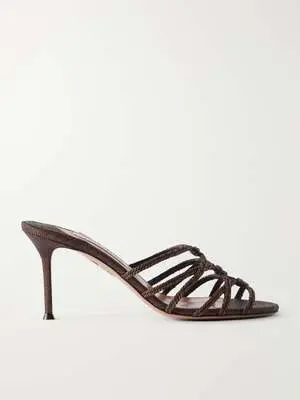 AQUAZZURA Luna Rope 75 Raffia-trimmed Cord Mules