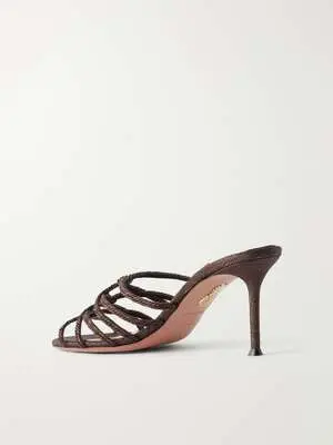 AQUAZZURA Luna Rope 75 Raffia-trimmed Cord Mules