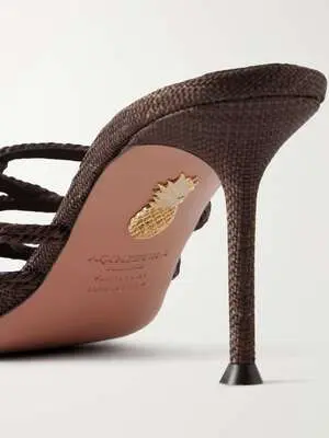 AQUAZZURA Luna Rope 75 Raffia-trimmed Cord Mules