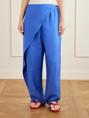 Polo Ralph Lauren Tie-detailed Woven Balloon Pants - Blue