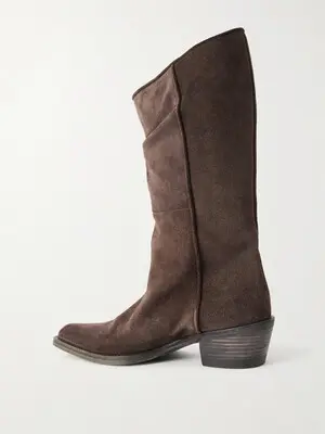 Khaite Clive Suede Knee High Boots - Brown