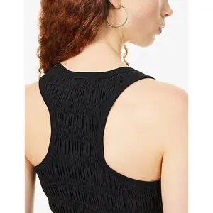 PEACHY DEN Deba Shirred Cotton-blend Mini Dress
