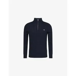 Gant Logo-embroidered Cable Half-zip Cotton Jumper