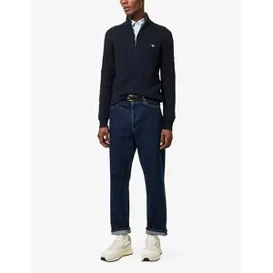 Gant Logo-embroidered Cable Half-zip Cotton Jumper
