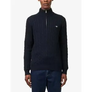 Gant Logo-embroidered Cable Half-zip Cotton Jumper