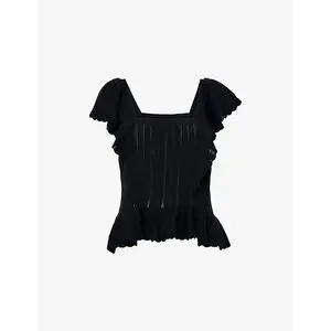 Paige Kai Square-neckline Cotton And Silk Blend Top - Black
